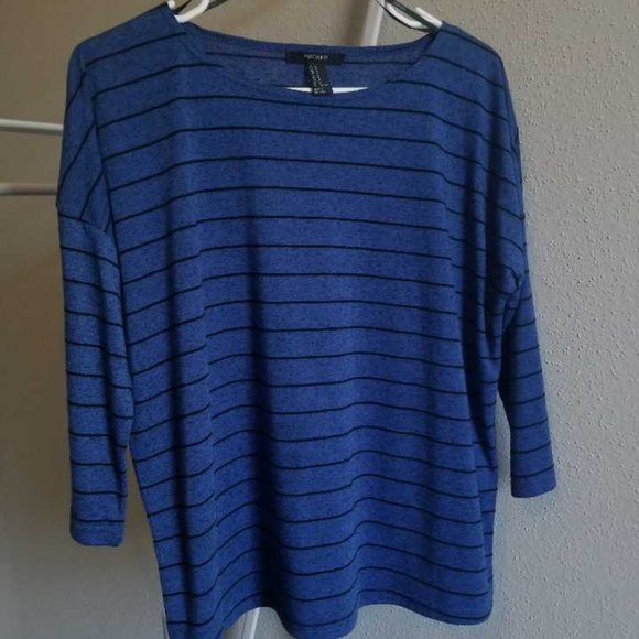 Forever 21 | Tops | Dark Blue Heather Striped Shirt | Poshmark